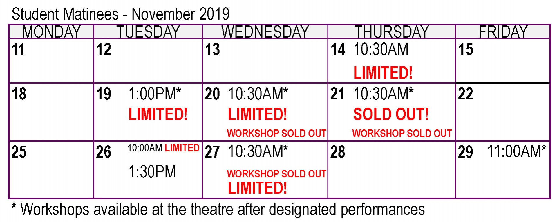 Student Matinee Performances – Theatre Gargantua